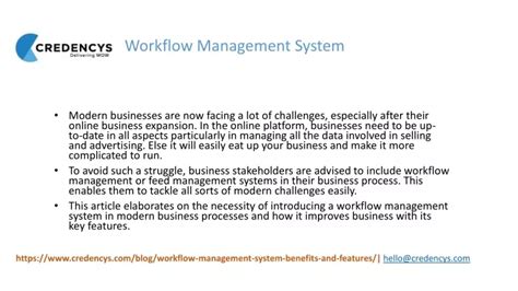 PPT Workflow Management System Credencys PowerPoint Presentation Free Download ID 11611013
