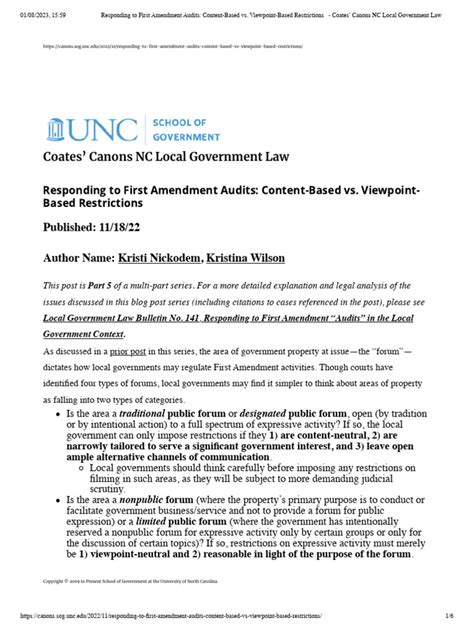Content Based Vs Viewpoint Based Restrictions Coates Canons Nc Local Government Law Pdf Content Based Vs Viewpoint Based Restrictions Coates Canons Nc Local Government Law Pdf
