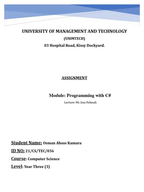 Assigment C Download Free Pdf Class Computer Programming