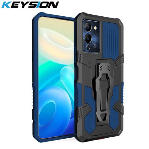 KEYSION Shockproof Armor Case For Infinix Note G Soft Silicone PC Metal Stand Back Clip