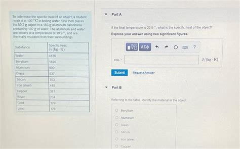 Solved Part A To Determine The Specific Heat Of An Object A Chegg
