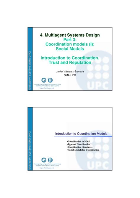 Pdf 4 Multiagent Systems Design Part 3 Coordination Models I