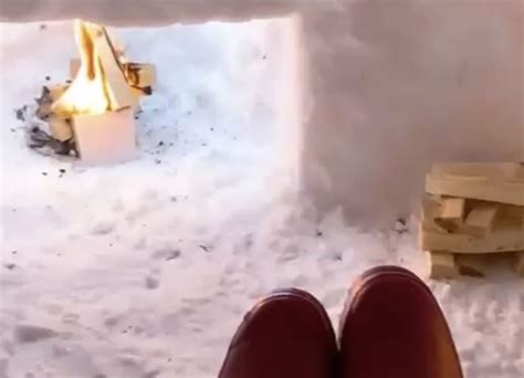 Watch This Aberdeen Mum And Daughter Built An Igloo With A Fire Place News Northsound 1