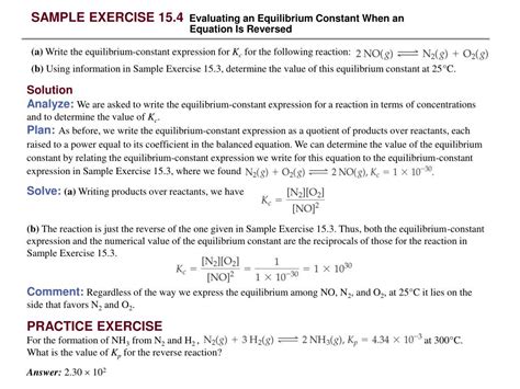 Ppt Sample Exercise 151 Writing Equilibrium Constant Expressions