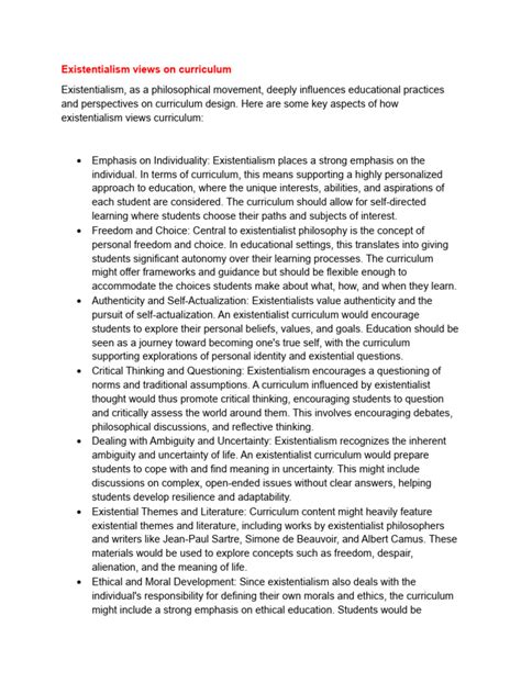 Existentialism On Curriculum Pdf Existentialism Authenticity