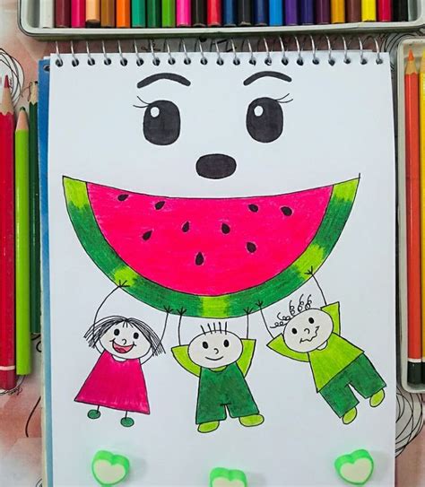 35 ایده نقاشی شب یلدا کودکانه ساده و حرفه‌ای Tjoor