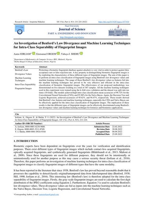 Pdf An Investigation Of Benford S Law Divergence And Machine Learning