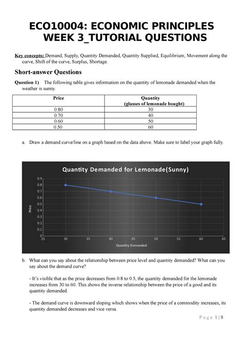 Week Assignment Tutorial Questions ECO ECONOMIC PRINCIPLES WEEK TUTORIAL QUESTIONS