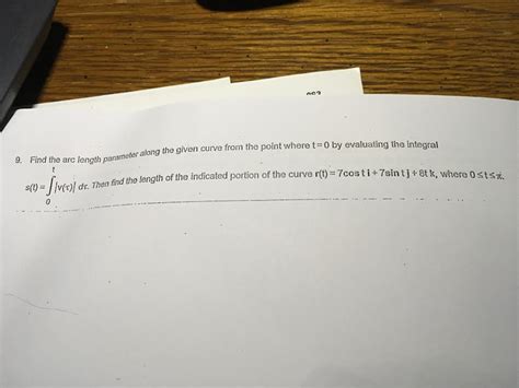 Solved Find The Arc Length Parameter Along The Given Curve Chegg