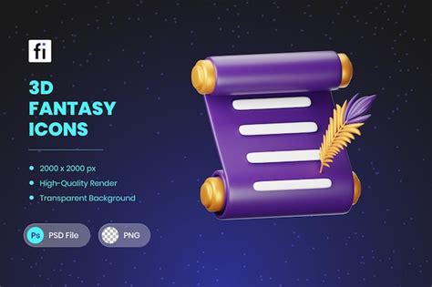 Premium Psd 3d Illustration Fantasy Scroll