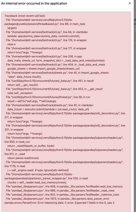 Fasttrack Pandaserrorsparsererror Error Tokenizing Data · Issue