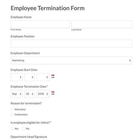 Employee Termination Form Template Formstack
