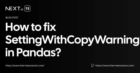 How To Fix Settingwithcopywarning In Pandas Interviews Vector