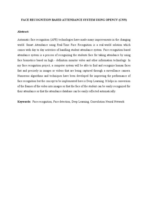 Face Recognition Based Attendance System Using Opencv Pdf Machine
