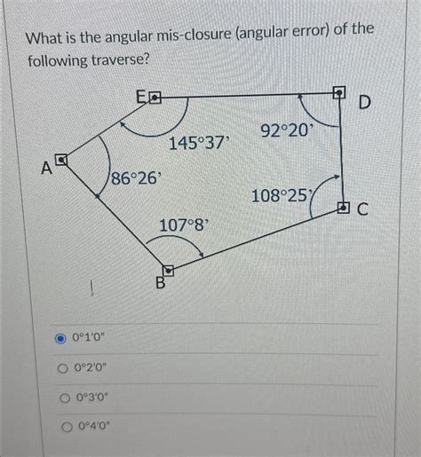 Solved What Is The Angular Mis Closure Angular Error ﻿of
