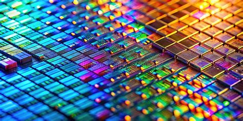 Detailed Closeup View Of A Silicon Semiconductor Wafer A Precision Substrate For Advanced