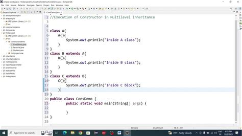 Execution of constructor in multilevel inheritance in java programming ...