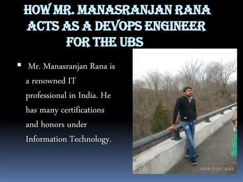 Ppt How Mr Manasranjan Rana Acts As A Devops Engineer For The Ubs Powerpoint Presentation