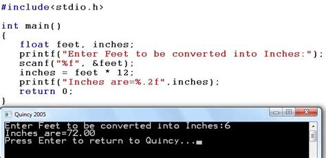 Convert Feet To Inches C Program Converter Programming Inch Converter