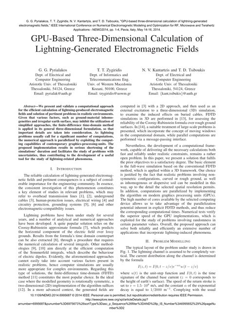 Pdf Gpu Based Three Dimensional Calculation Of Lightning Generated Electromagnetic Fields
