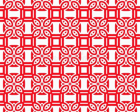 Abstract Red Seamless Repeat Pattern Flat Style Ornament Geometric