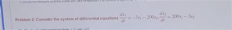 Solved Problem Consider The System Of Differential Chegg