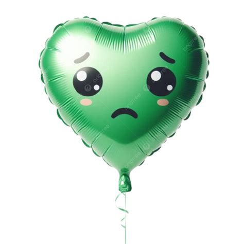 3d 녹색 심장 모양 풍선 투명 배경에 슬픈 이모티콘 Expersion 3d 녹색 하트 모양 풍선에 대한 슬픈 이모티콘 실험 투명한 배경에 페이스북 이모티콘 Png