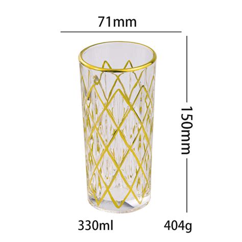 China Hand Painted Gold Rimmed Glass Crystal Classical Diamond Shape Gold Rimmed Drinking Wine