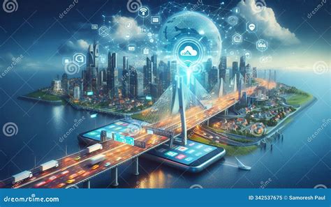 Smart Port Infrastructure With Iot And Digital Connectivity Stock Illustration Illustration Of
