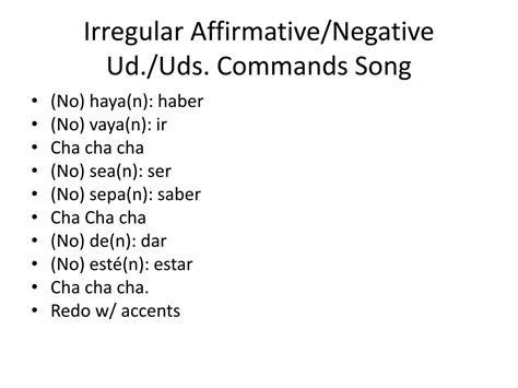 Ppt Affirmative And Negative Ud And Uds Commands Powerpoint Presentation Id 4029519