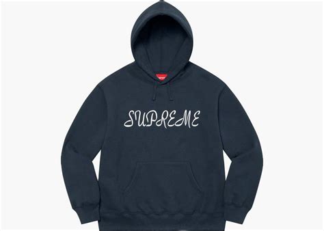 Supreme Script Hooded Sweatshirt Navy Hype Clothinga