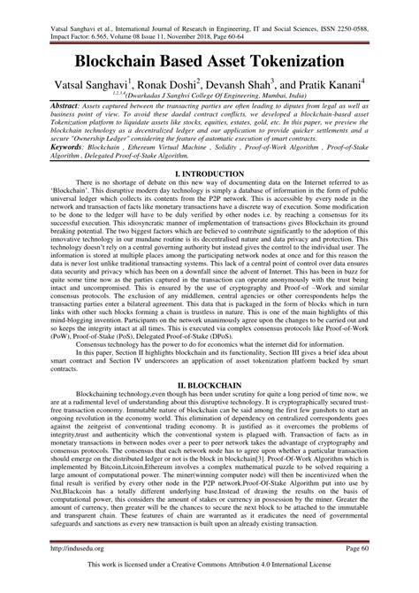 Pdf Blockchain Based Asset Tokenization