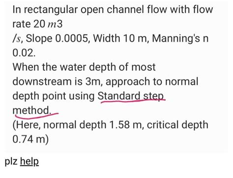 Solved In Rectangular Open Channel Flow With Flow Rate M Chegg Com