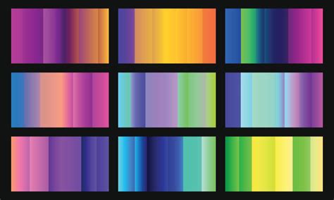Set Of Colorful Gradient Palette Multicolored Gradation Template