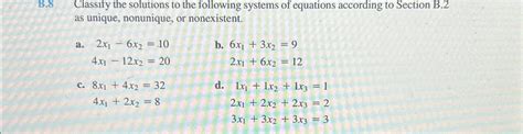 Solved B Classify The Solutions To The Following Systems Chegg