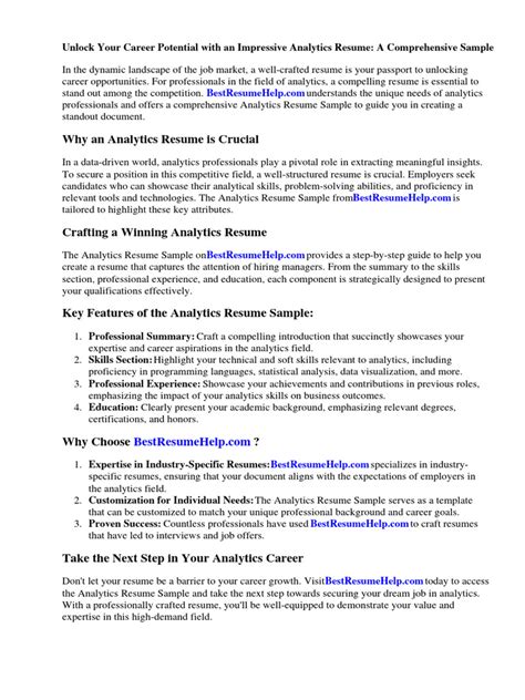 Analytics Resume Sample Pdf Analytics Résumé