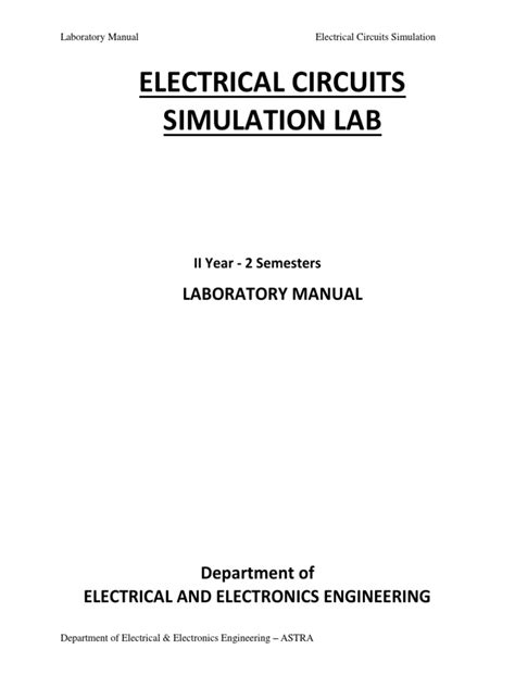 Electrical Circuit Simulation Lab Pdf Pdf Electrical Network Electrical Impedance