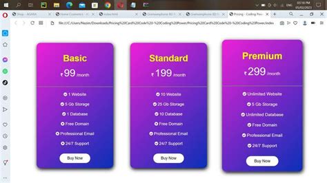 entry 19 by nazim203 for create a responsive html pricing chart