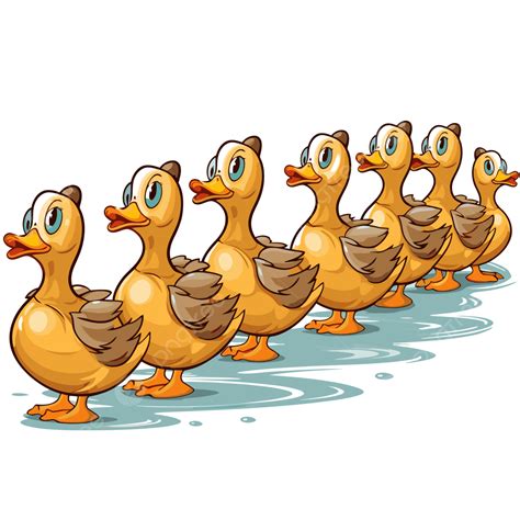 Contour Drawing Of Three Ducks In A Row