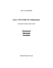 Lab Vectors In Dimensions Docx PHY LAB REPORT Lab VECTORS IN Dimensions