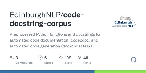 Github Edinburghnlpcode Docstring Corpus Preprocessed Python