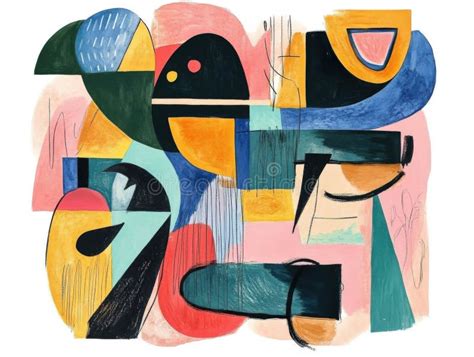 Abstract Colorful Artwork Featuring Geometric Shapes And Vibrant Patterns Stock Illustration