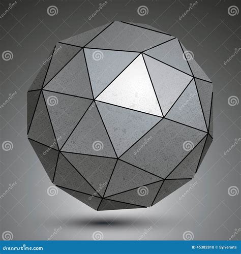 Galvanized Facet 3d Sphere Grayscale Abstract Object Stock Vector Illustration Of Element