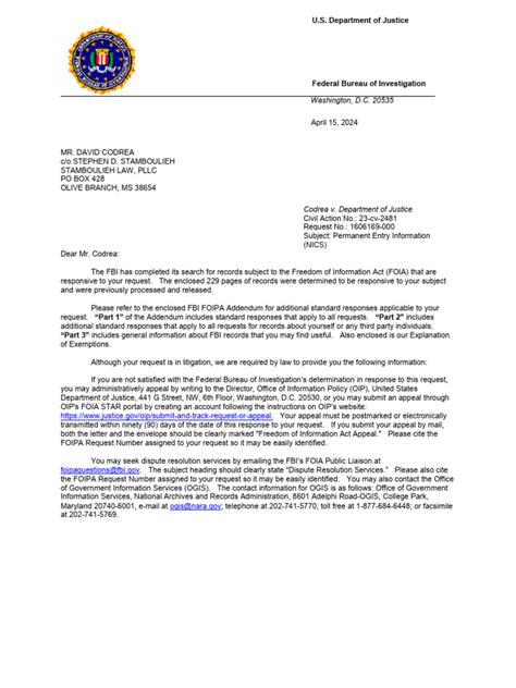 Justice Department Foia Response On Permanent Entry To Nics Ignores Key