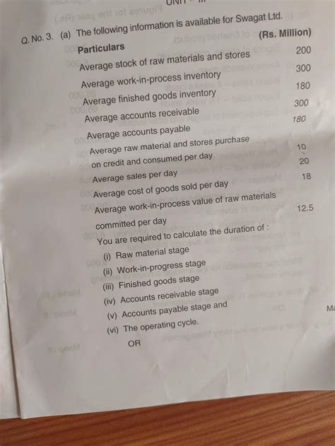 solved q no 3 a the following information is available