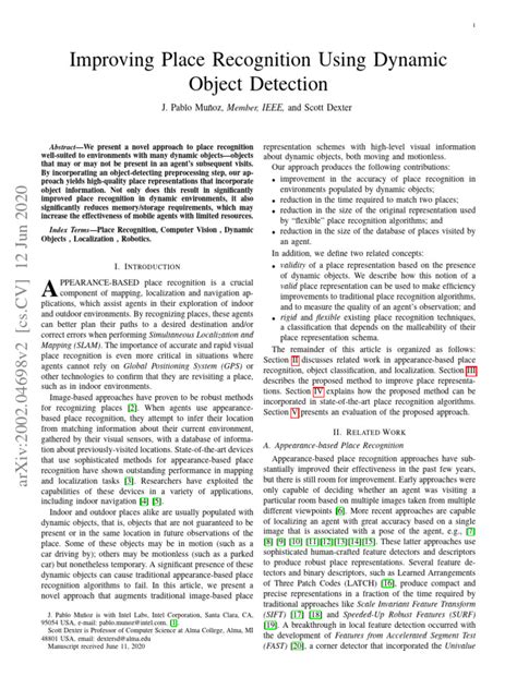 Improving Place Recognition Using Dynamic Object Detection J Pablo Mu