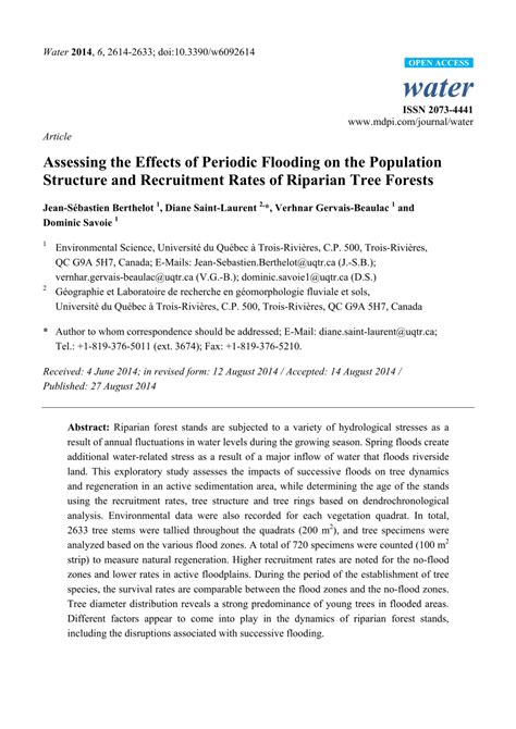 Pdf Assessing The Effects Of Periodic Flooding On The Population Structure And Recruitment