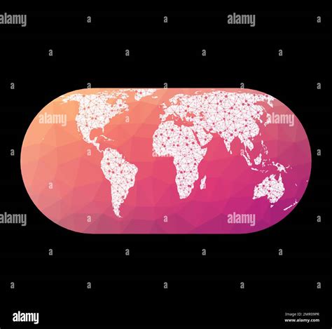 World Network Map Eckert Iv Projection Wired Globe In Eckert 4 Projection On Geometric Low
