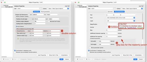 Pcell Param Dialogue With 1 Double Column 2tickbox 3 Grey Area For