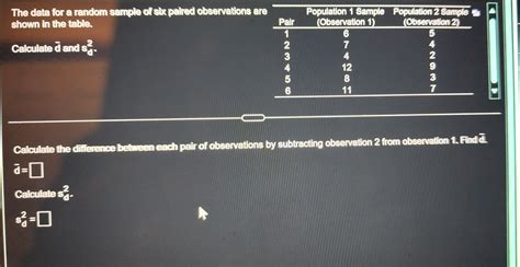 Solved The Data For A Random Sample Of Six Paired